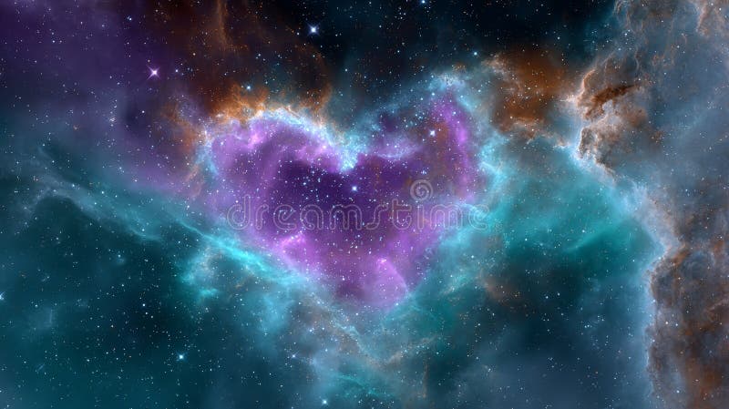 Celestial Heart Nebula with Vibrant Purple and Blue Cosmic Clouds Stock ...