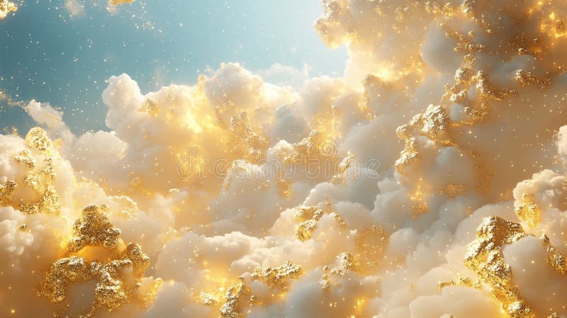 Celestial Heaven, White and Gold Theme, Clouds Stock Illustration ...