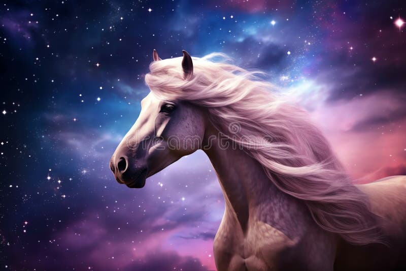 Celestial Horse Mane Fantasy Sky Night Gazing Stock Illustration ...