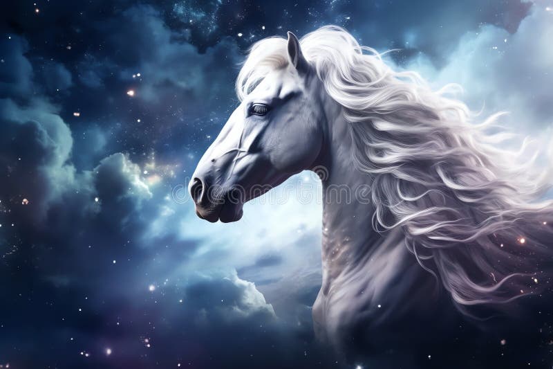 Celestial Horse Mane Fantasy Sky Night Gazing Stock Illustration ...