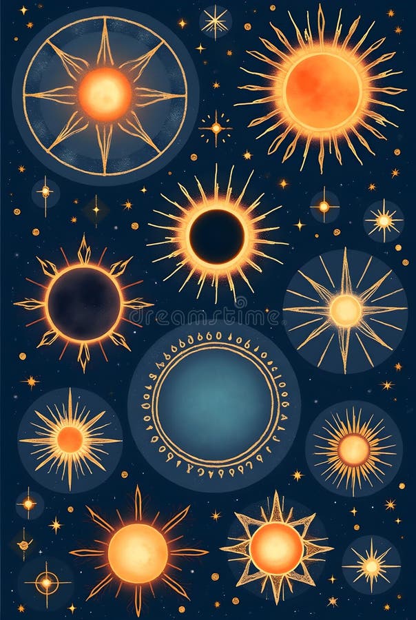 Sun Eclipse Blue Color Fire Dark Background Vector Moon Design Style ...
