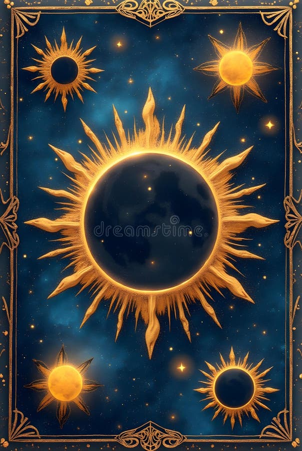 Sun Eclipse Blue Color Fire Dark Background Vector Moon Design Style ...