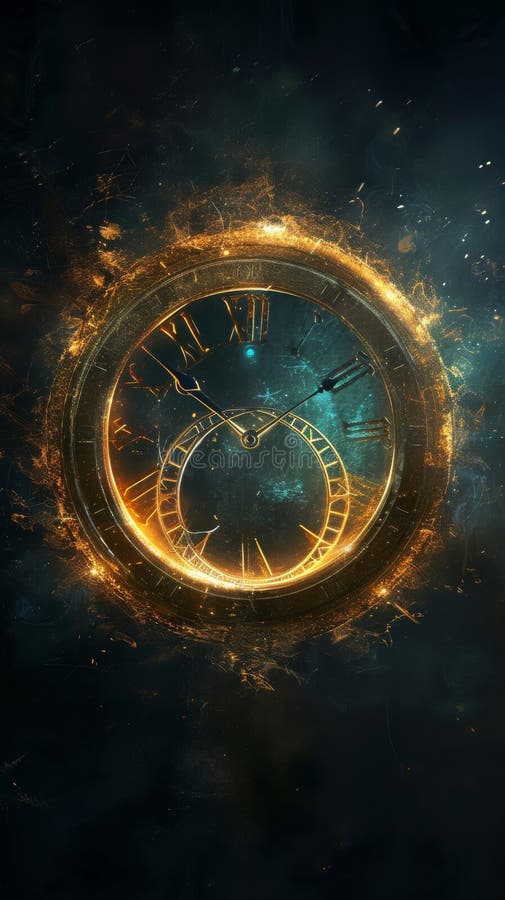 Celestial-inspired Clock with Radiant Light Effects Stock Photo - Image ...