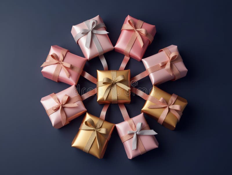 Celestial-Inspired Gift Box Arrangement in Pastel Pink and Gold Stock ...