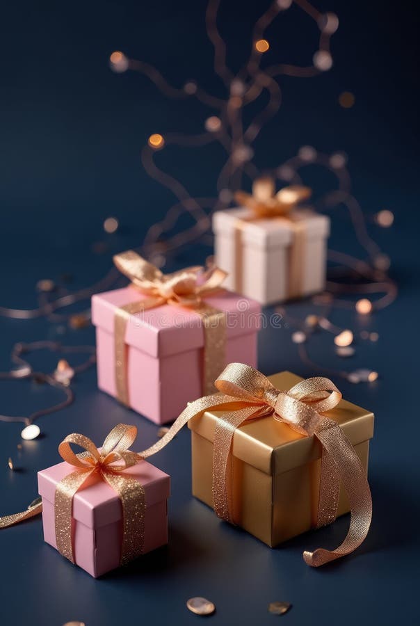 Celestial-Inspired Gift Box Arrangement in Pastel Pink and Gold Stock ...