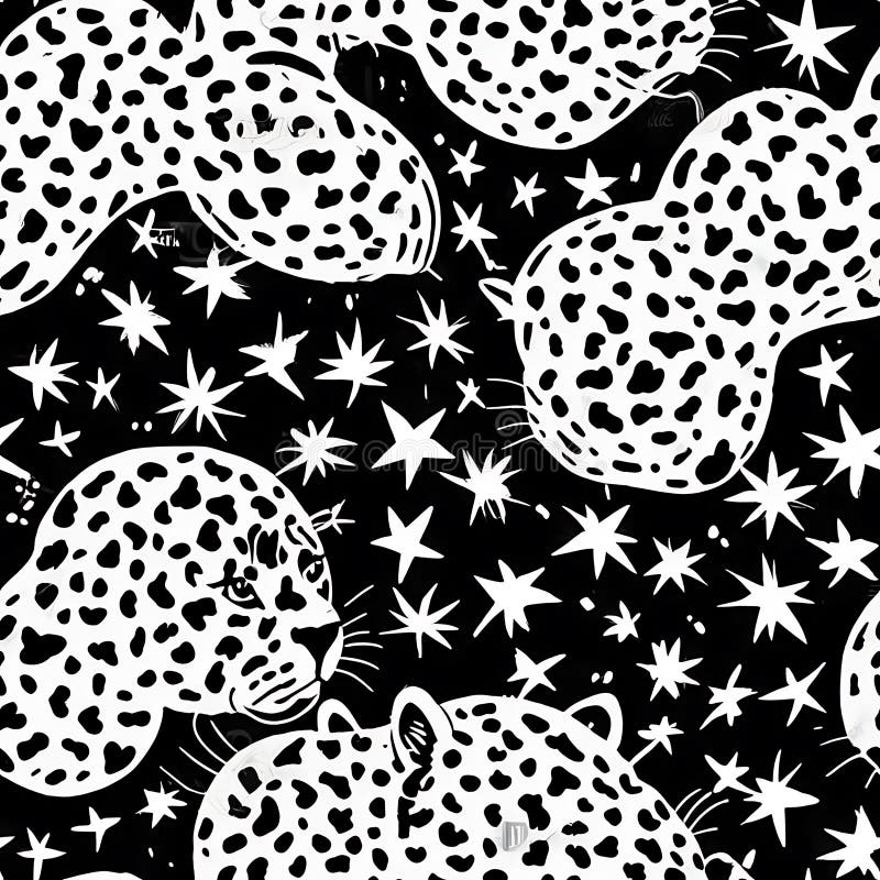 Celestial Jaguar Pattern Stylish Black and White Leopard Print Design ...