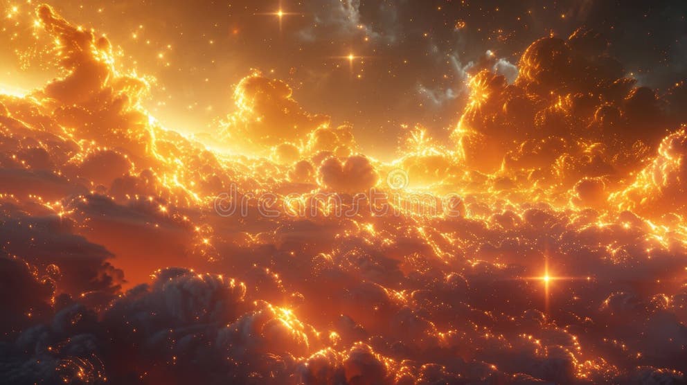 A Celestial Landscape of Sparkling Orbs and Shifting Clouds of Light ...