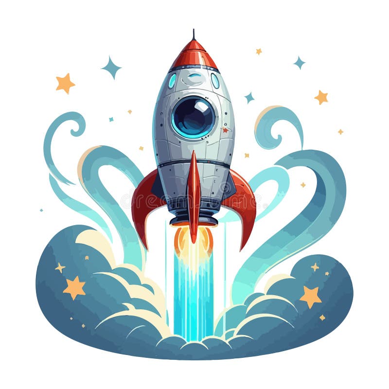 Celestial Launch: Rockets on a Sci-Fi Mission Stock Vector ...