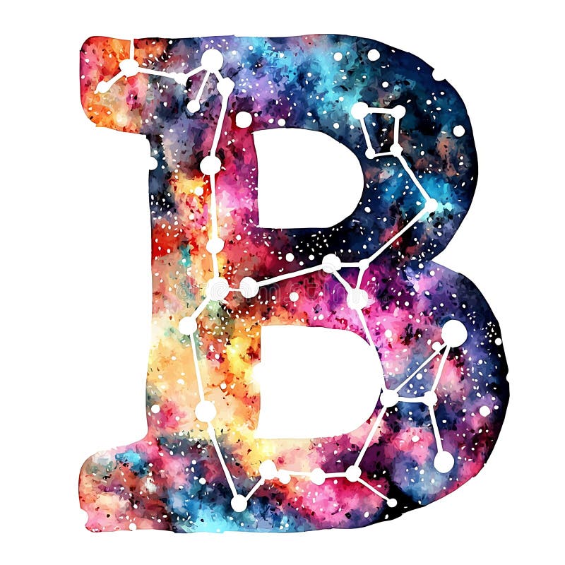 Celestial Letter B a Cosmic Alphabet Design Stock Illustration ...