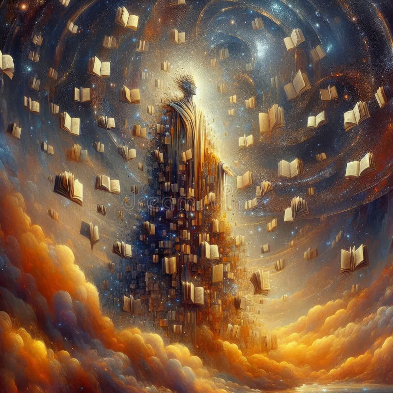 Celestial Librarian in Cosmic Archive Stock Illustration - Illustration ...