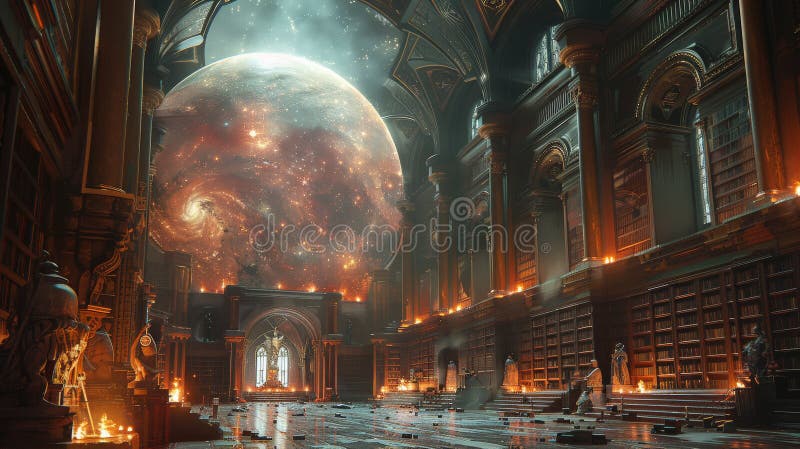 Celestial Library stock illustration. Illustration of night - 341978703