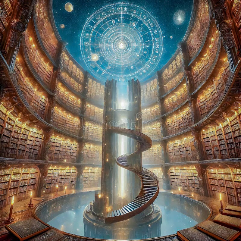 Celestial Library of Infinite Knowledge Stock Illustration ...