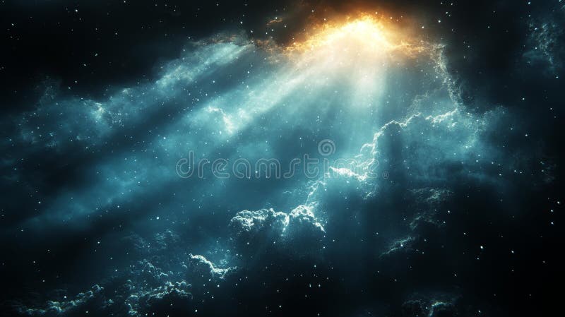 Celestial Light Rays in Space Generative AI Stock Illustration ...