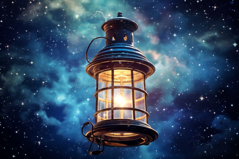 Celestial Lighthouse Lantern Fantasy Sky Night Gazing Stock ...