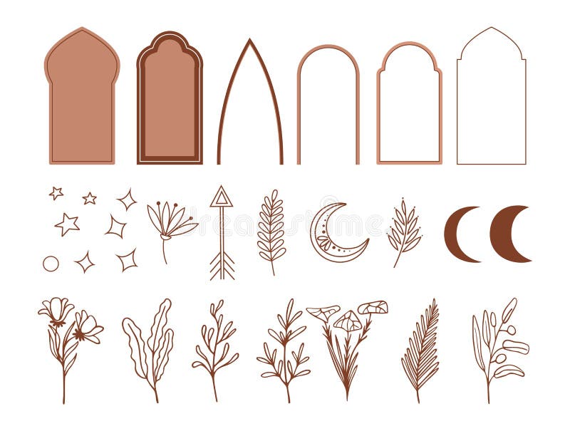 Celestial Line Elements Design. Boho Style Graphic, Magic Contemporary ...