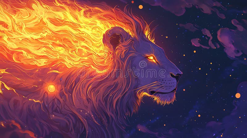 A Celestial Lion the Fiery Mane of the Cosmic Beast Illuminates the ...
