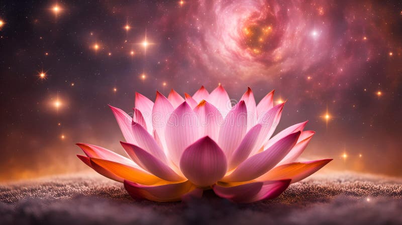 Celestial Lotus Blossom with Cosmic Galaxy Backdrop Illuminated by ...