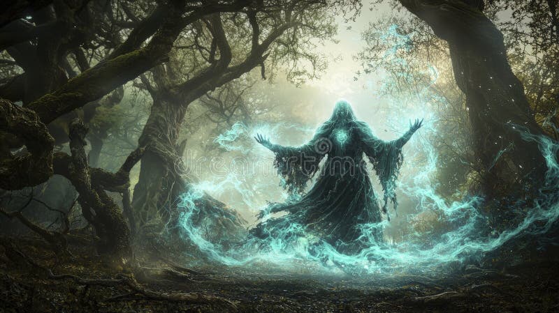 Celestial Mage Unleashes Magical Powers in Enchanted Forest Fantasy Art ...