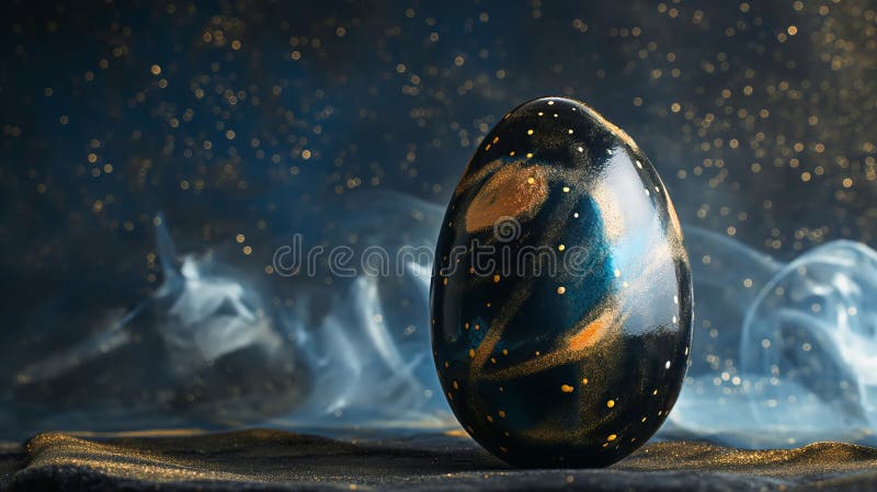 Celestial Magic Easter Egg with Golden Stars on Mystical Background ...