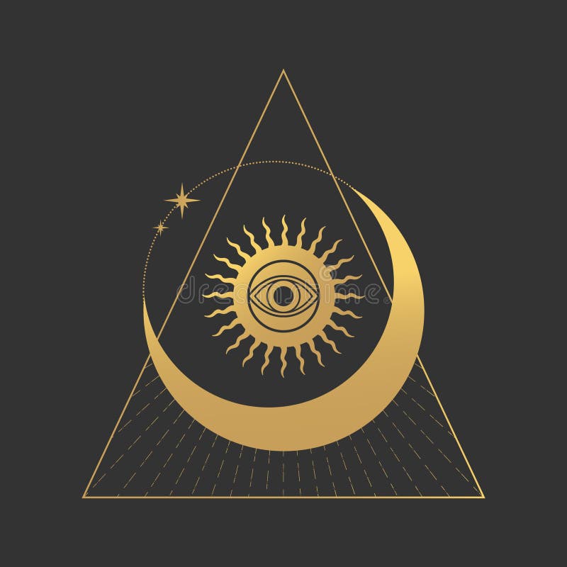 Celestial Magical Sacred All Seeing Eye Symbol in Triangle. Mystical ...