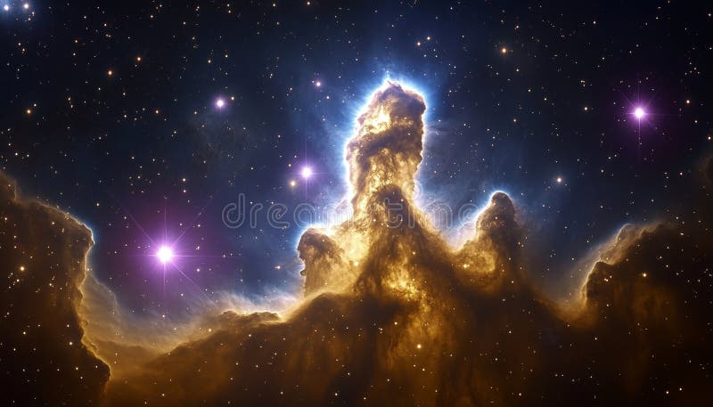 Celestial Majesty a Dramatic Nebula S Golden Formation Illuminates the ...
