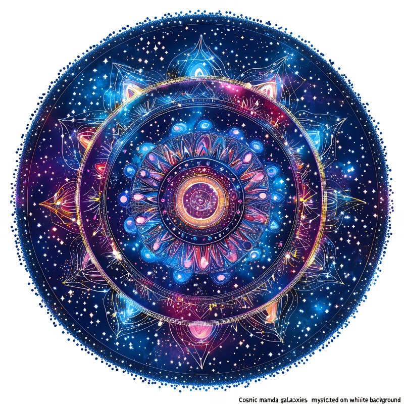Celestial Mandala Galaxy Art Mystical Cosmic Design on White Stock ...