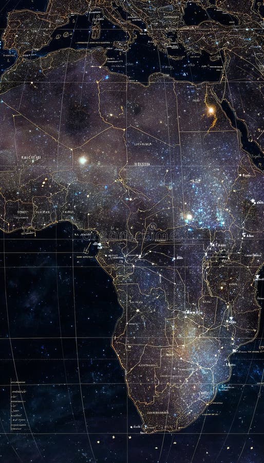 A Celestial Map of Africa Bathed in Gentle Starlight Showcasing the ...