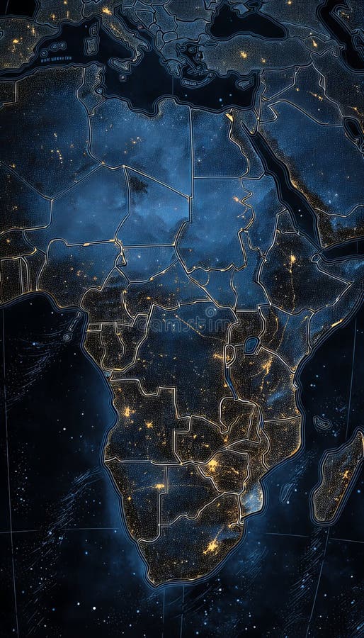 A Celestial Map of Africa Under Soft Starlight Showcasing the Divine ...