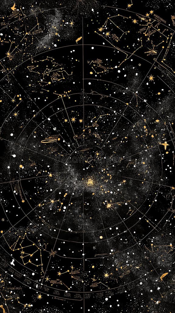 Celestial Map Featuring Constellations and Celestial Patterns. Stars ...