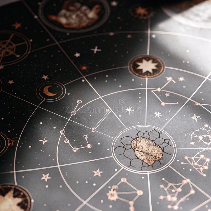 Celestial Map Print with Constellations, Moon, and Stars Stock Image ...