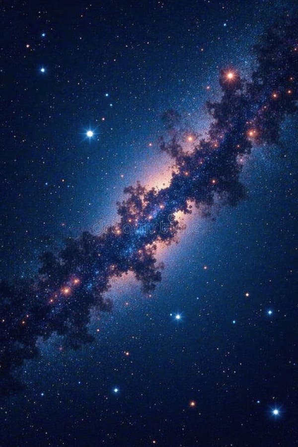 Celestial Map with Stars and Galaxies Scattered Across a Dark Blue Sky ...