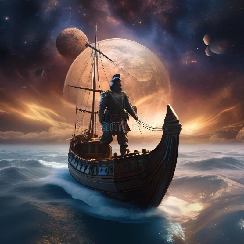 A Celestial Mariner, Navigating a Ship with Sails Made of Cosmic ...