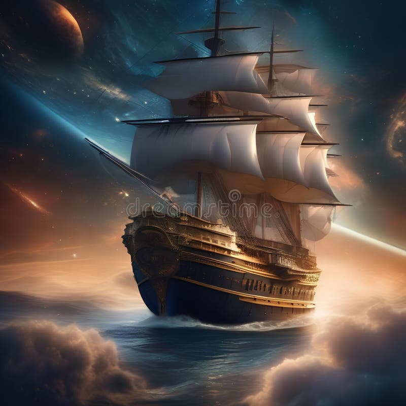 A Celestial Mariner, Navigating a Ship with Sails Made of Cosmic ...