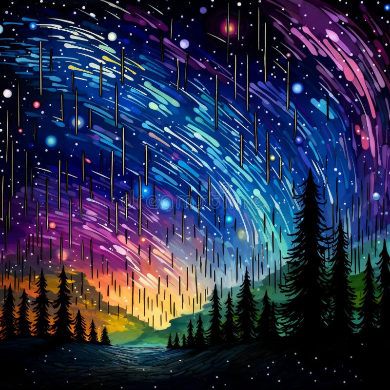 Celestial Marvel: a Mesmerizing Meteor Shower Extravaganza Stock Photo ...
