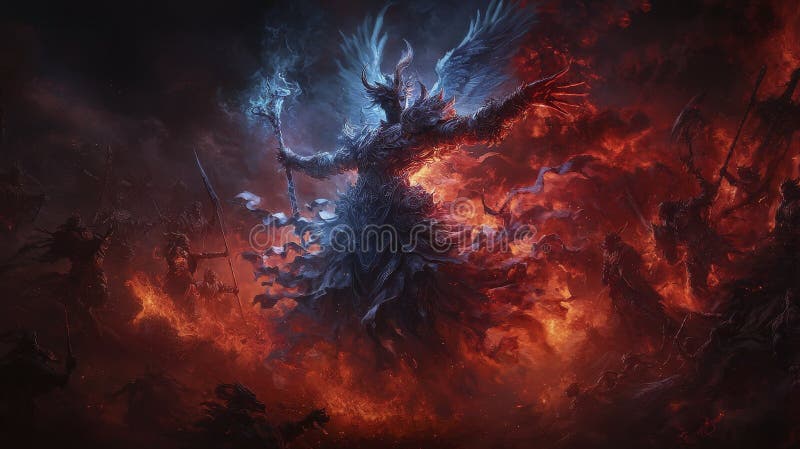 Celestial Master Unleashes Combat Techniques in Fiery Realm Fantasy Art ...