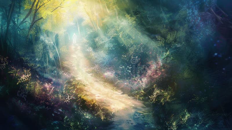 Celestial Meditation, Digital Artwork of a Divine Pathway. Generative ...