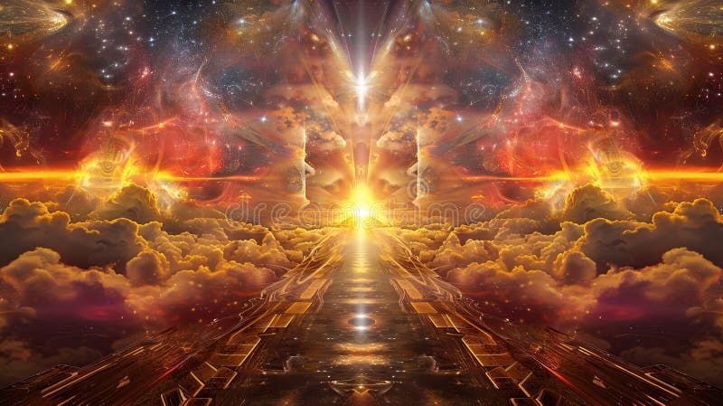 Celestial Meditation, Digital Artwork of a Divine Pathway. Generative ...
