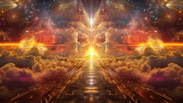 Celestial Meditation, Digital Artwork of a Divine Pathway. Generative ...