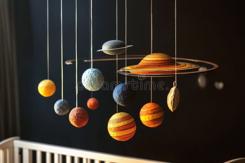 Celestial Mobile Featuring Colorful Planets Suspended in a Nursery ...
