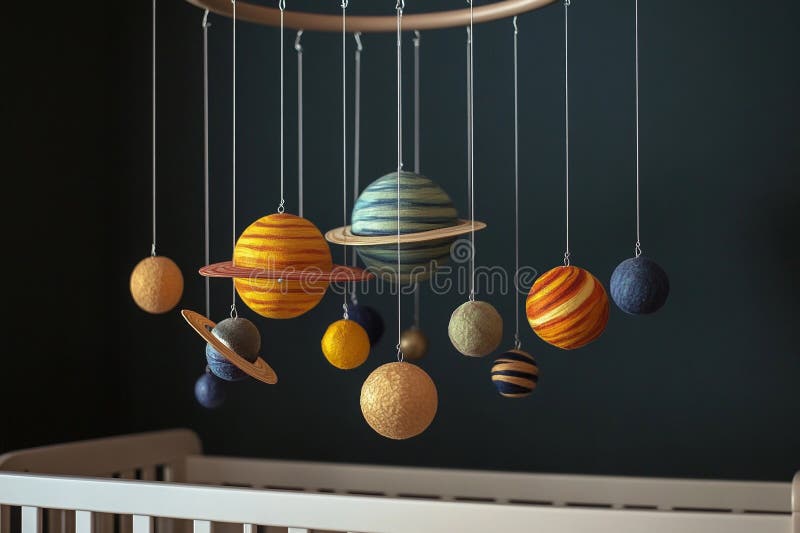 Celestial Mobile Featuring Colorful Planets Suspended in a Nursery ...