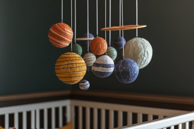 Celestial Mobile Featuring Colorful Planets Suspended in a Nursery ...