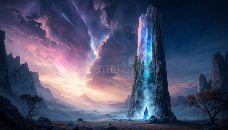 Celestial Monolith Landscape Stock Image - Image of vista, powerful ...