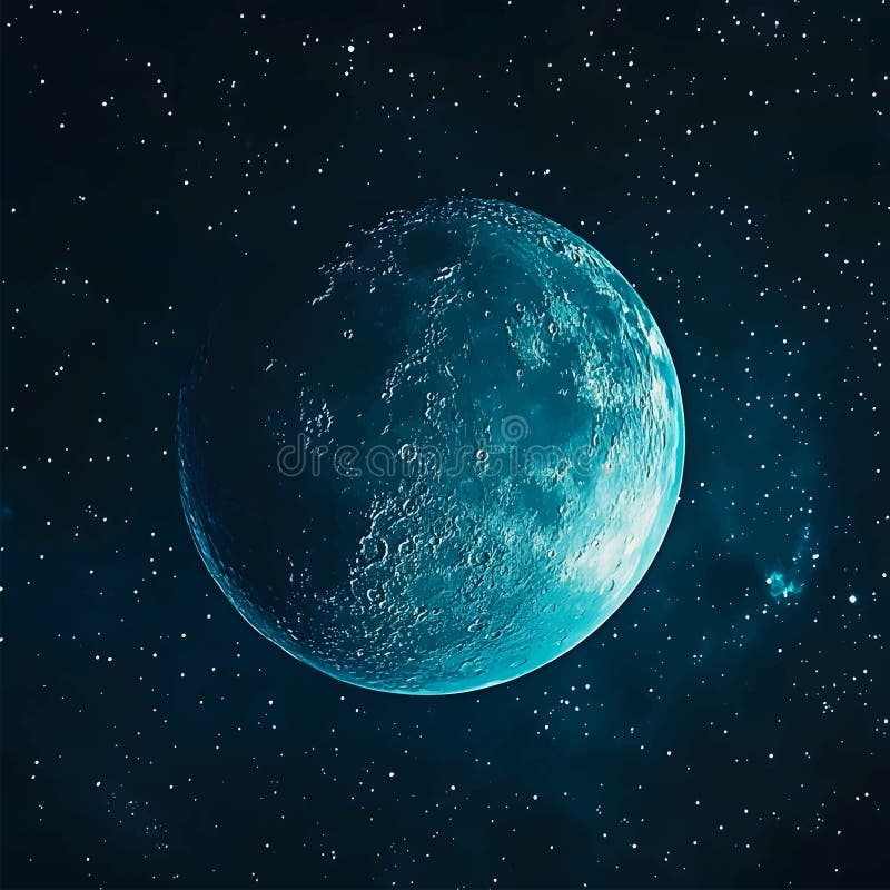 Celestial Moon in the Night Sky Vector Illustration. Stock Vector ...