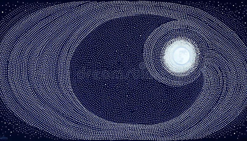 Celestial Moon and Stars Circular Pattern, Cosmic Design Art Generative ...