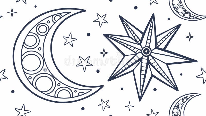 Celestial Moon and Stars Pattern, Vector Design Generative AI Stock ...