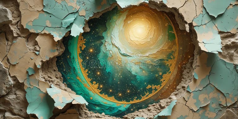 Celestial Mural Peeling from Cracked Plaster Wall Stock Photo - Image of mural, celestial: 372505206