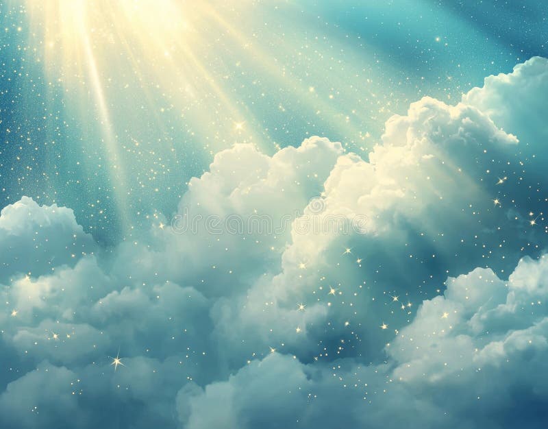 A Celestial, Mystical, and Spiritual Blue Canvas with Stars and a Misty ...