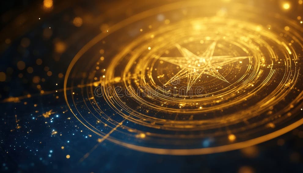 Celestial Navigation and Astrology Theme with Abstract Golden Star Map ...