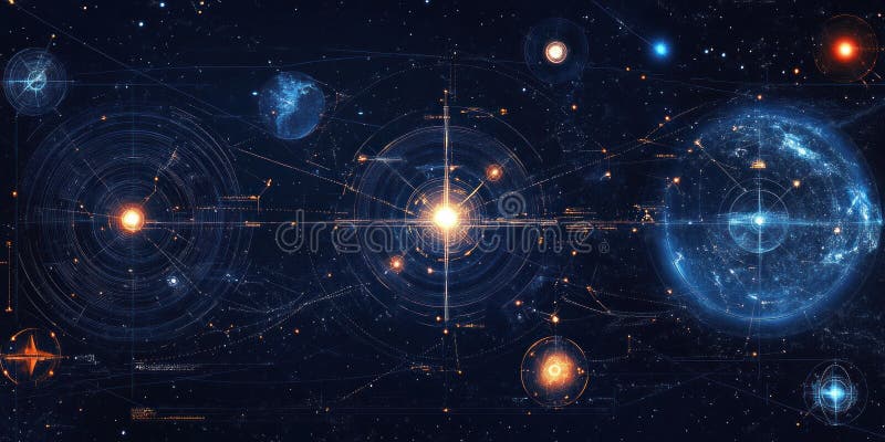 Celestial Navigation Chart with Glowing Symbols in Navy and Silver ...