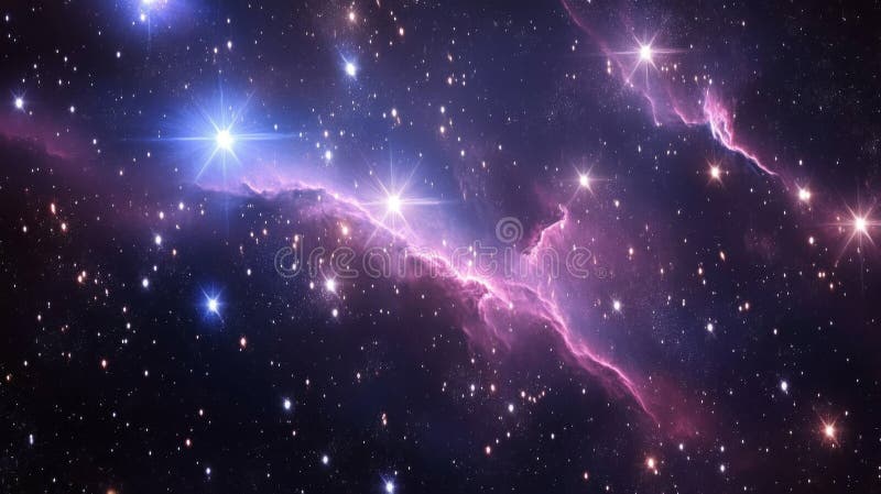 Celestial Nebula with Bright Stars and Cosmic Dust Stock Illustration ...